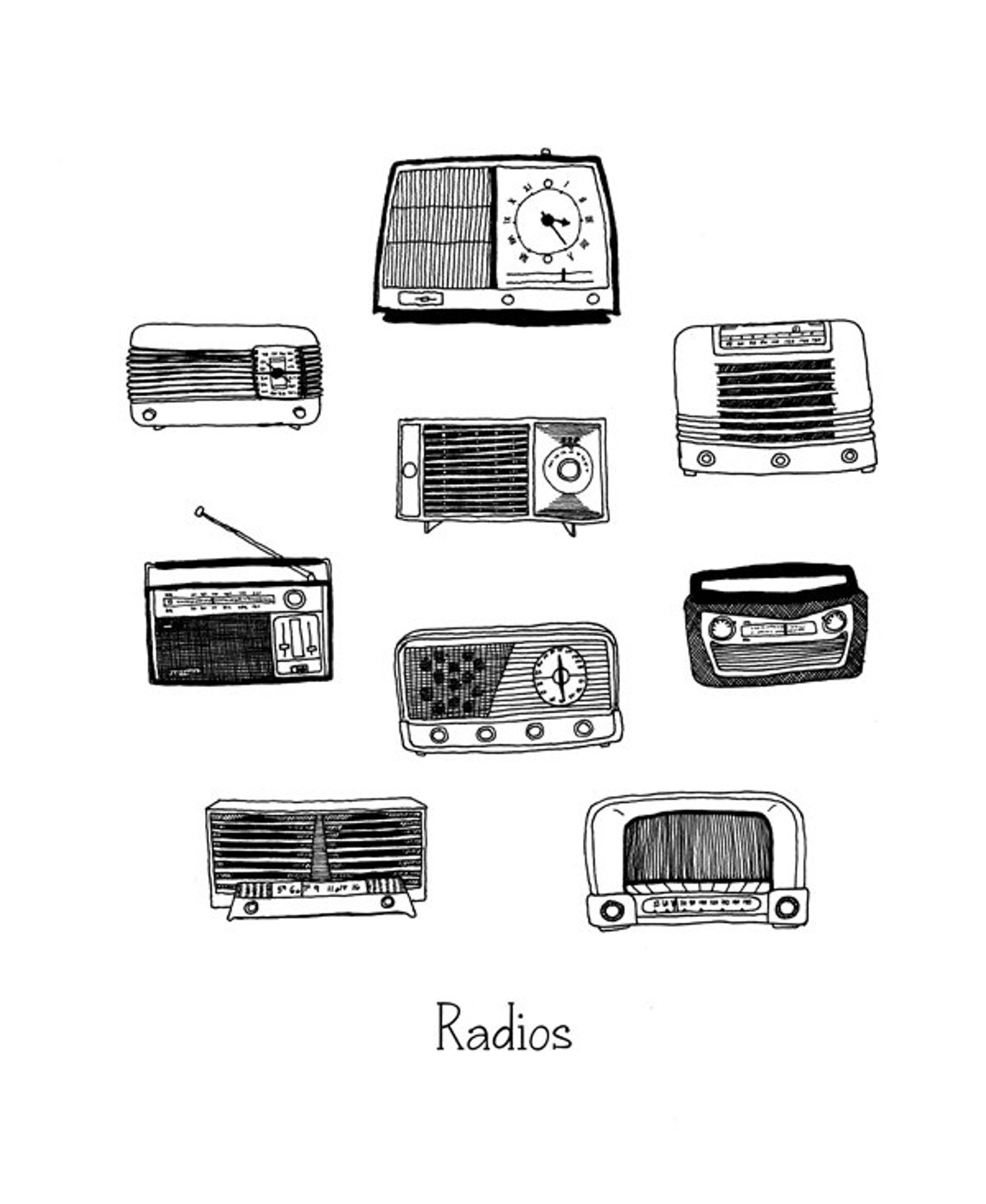 Vintage Radio Print, Pen and Ink Illustration - Etsy