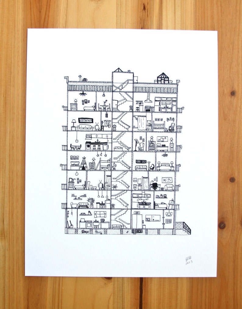 Apartment Cross-section Print - Etsy