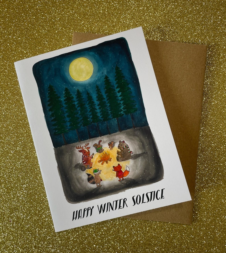 Happy Winter Solstice Card - 4x5 Blank - Etsy
