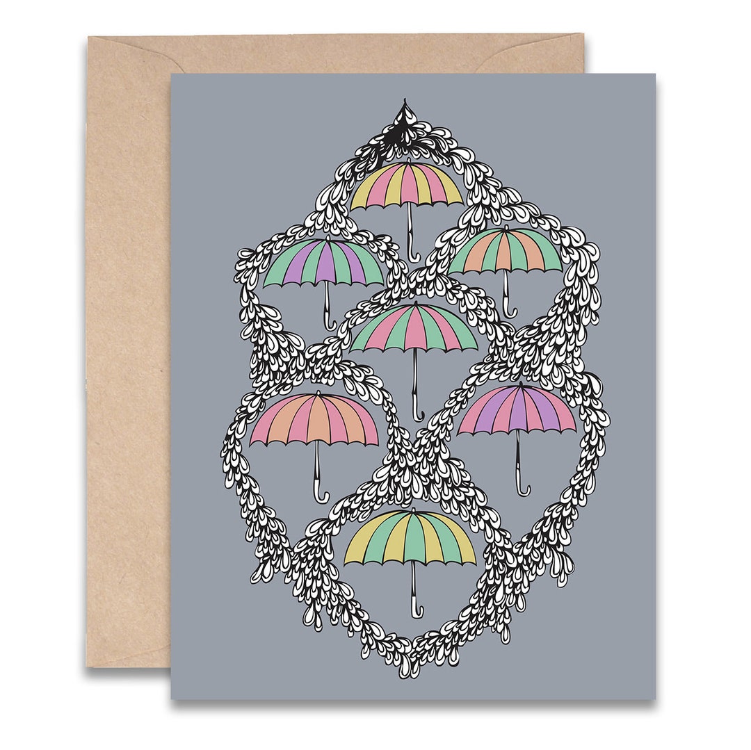 Umbrellas Card - 4x5 Blank - Etsy