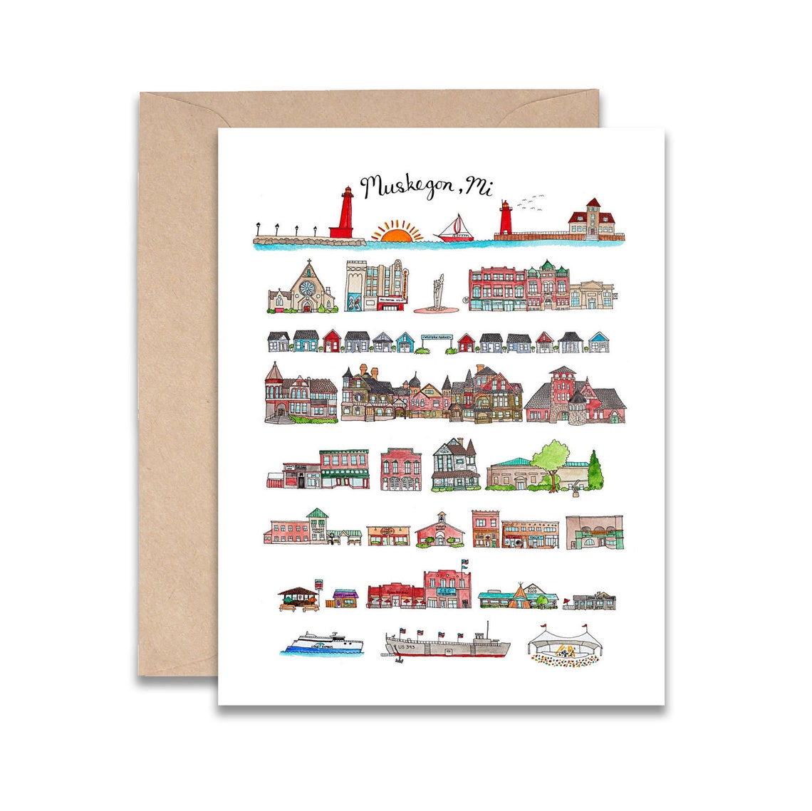 Muskegon MI Card Blank Inside | Etsy