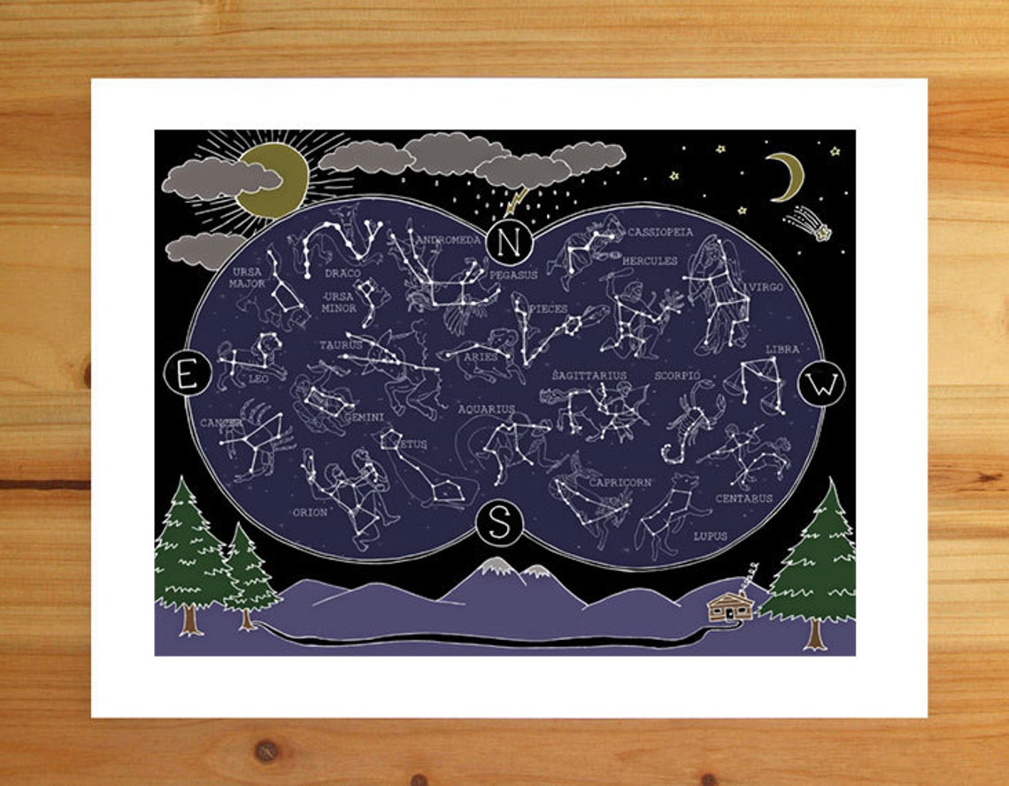 Hand Illustrated Constellation Map - Etsy Canada