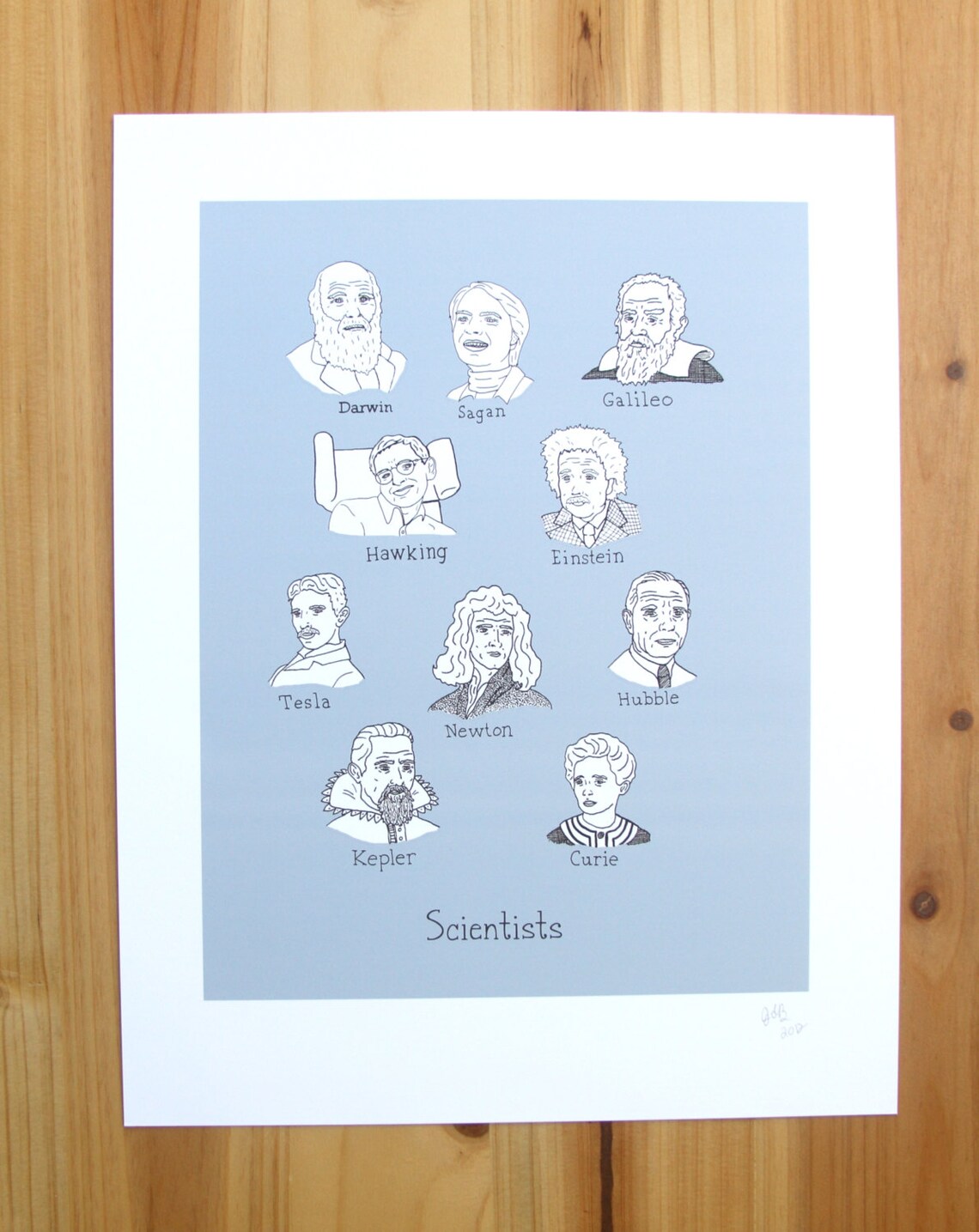 Pen and Ink Illustration of Ten Scientists - Etsy