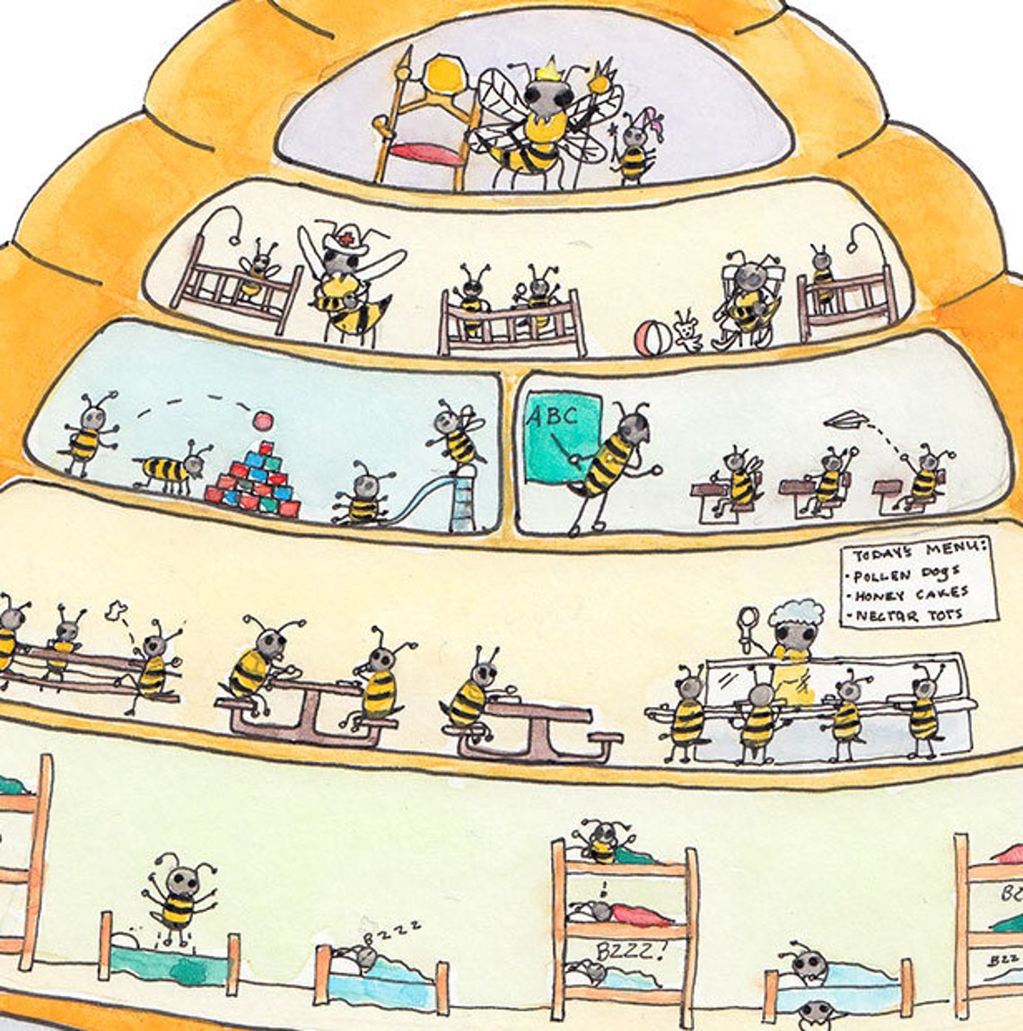 Bee Hive Cross Section Print 8.5 X 11 | Etsy UK