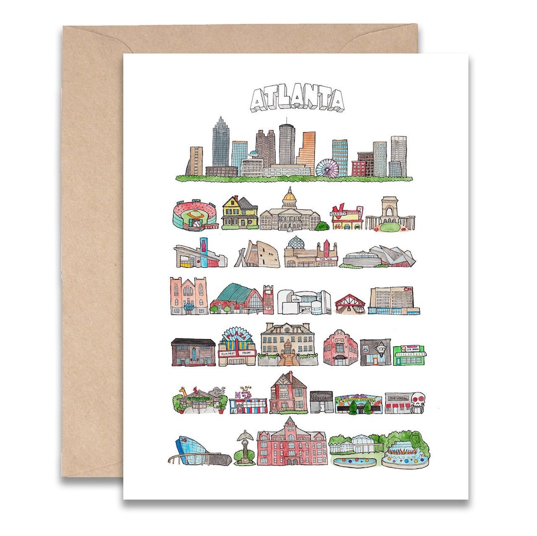 Atlanta, Georgia Card - Blank Inside - Etsy