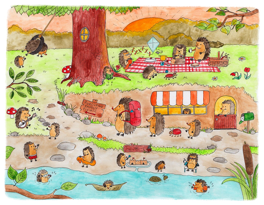 Porcupine Picnic Print - Etsy