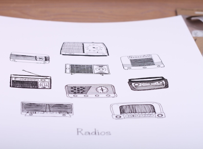 Vintage Radio Print, Pen and Ink Illustration - Etsy