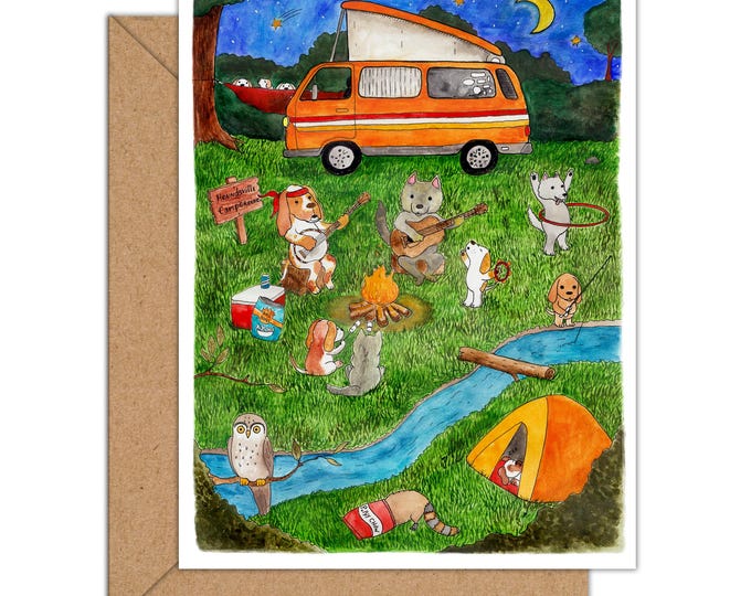 Illustrated Die Cut Fold Out Dogs Holiday Card With Envelope | Tent ...