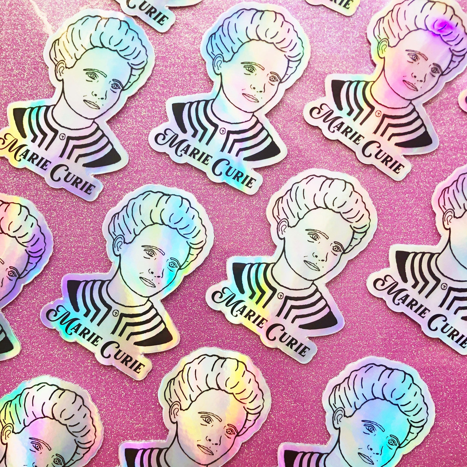 Marie Curie Hologram Sticker - Etsy