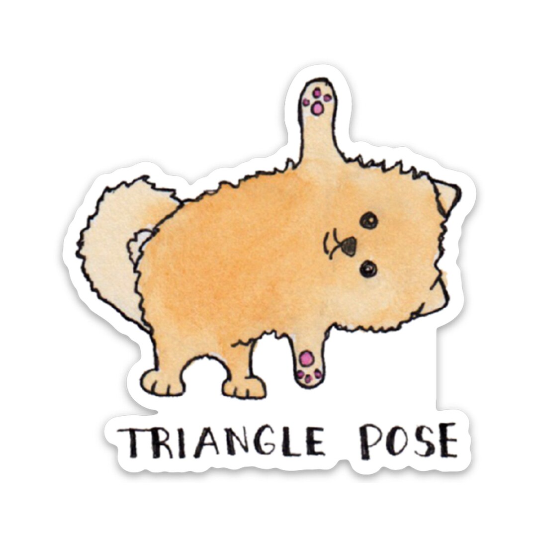 Yoga Triangle Pose Pomeranian Dog Vinyl Sticker - Etsy