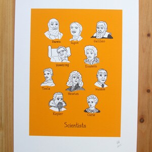 Pen and Ink Illustration of Ten Scientists - Etsy