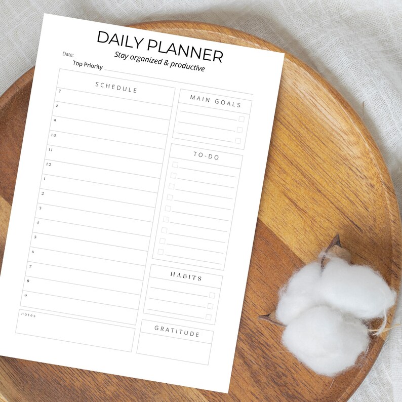 2026 Daily Planner Printable | Minimalist To-do List & Schedule | A4 ...