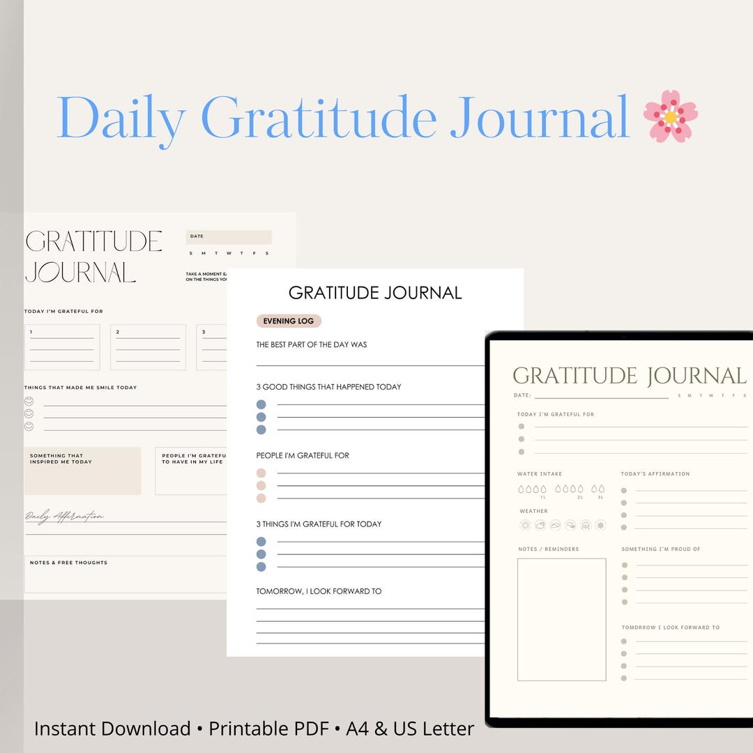 Printable Daily Gratitude Journal | Morning & Evening Reflection | Self ...