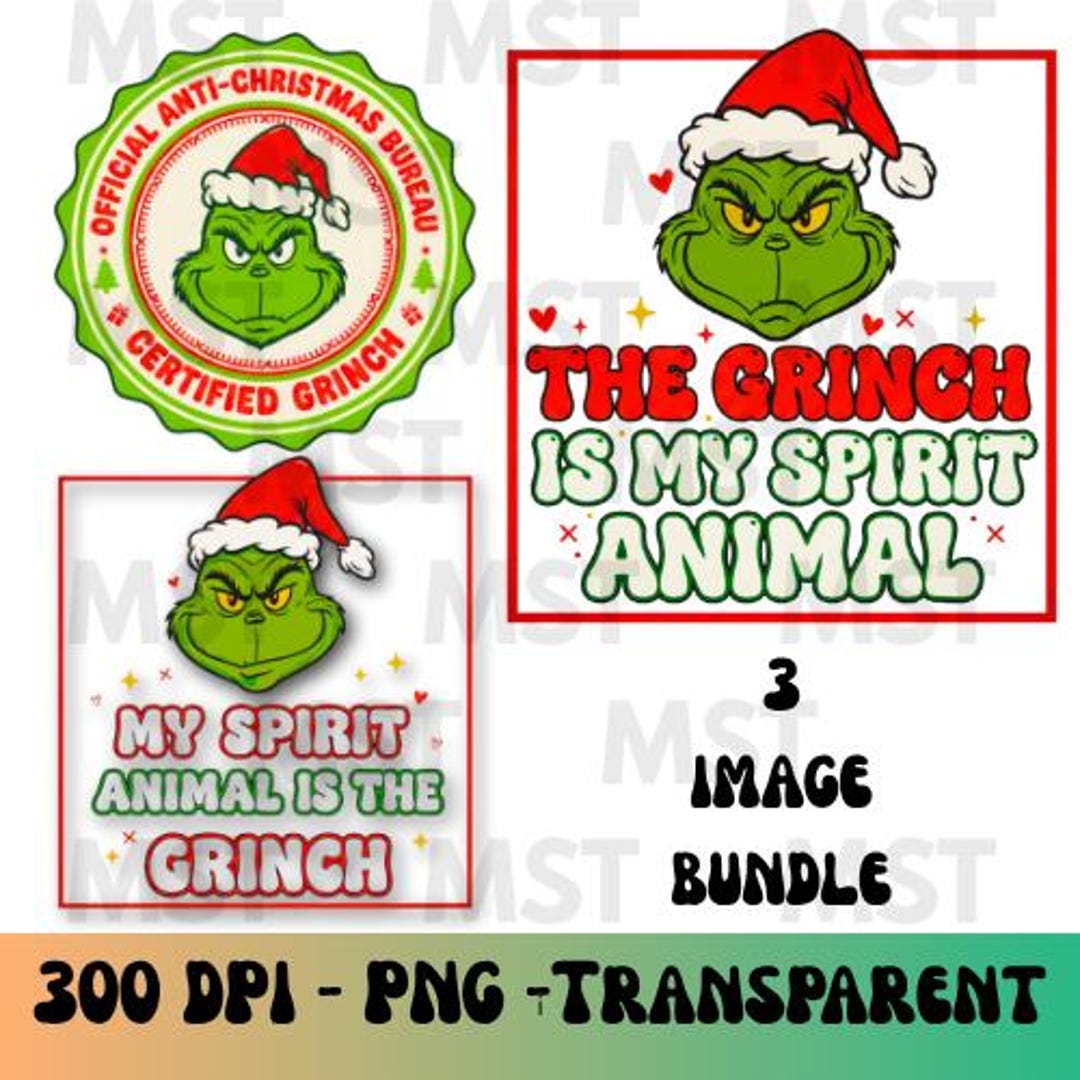Grinch Spirit Animal PNG Bundle | Y2K Christmas Sublimation T-shirt ...