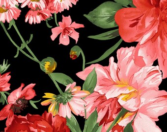 Large floral fabric | Etsy