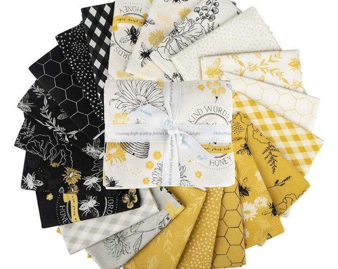 Honey Bee for Riley Blake Fat Quarter Bundle of 21 Cotton Quilt Fabric ...