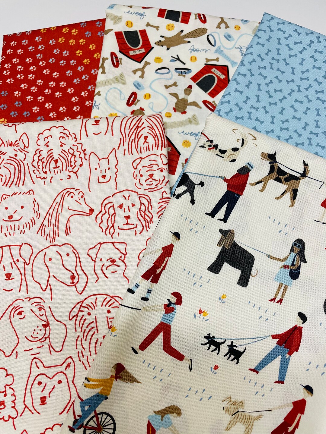 Dog Daze by Stacy Hsu for Moda Sold by the Fat Quarter FQ Bundle of 5 ...