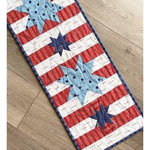 Starstruck Stripes Patriotic Table Runner Quilt Pattern by Chrissy Lux ...