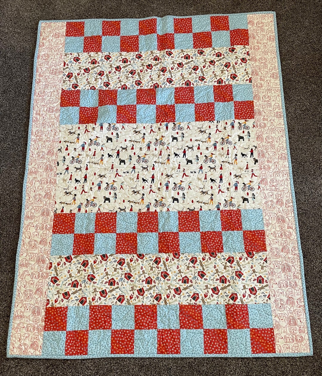 Dog Daze Quilt Kit Beginner Friendly Includes Fabric for Quilt Top and Binding and Pattern 45" X ...
