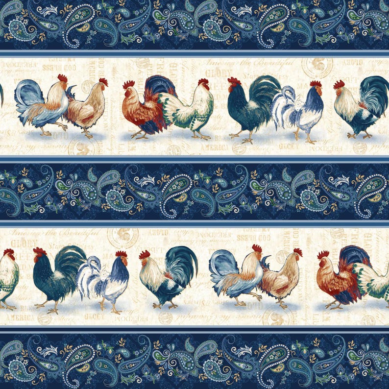 American Pride by Geoff Allen for Studio E Fabrics Chickens, Rooster ...