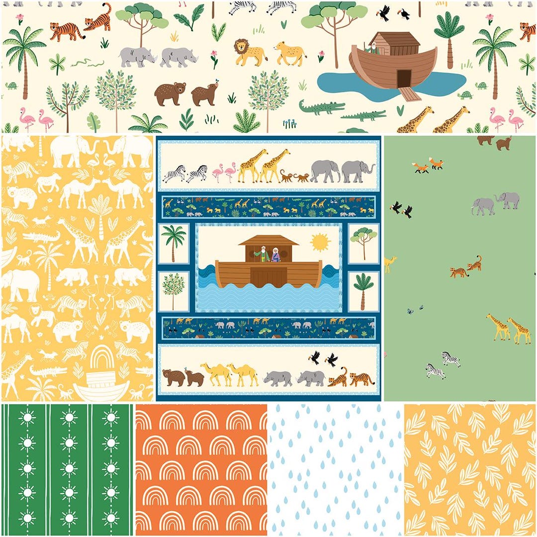 Two by Two Noah's Ark for Riley Blake Sold by the Fat Quarter Bundle or ...