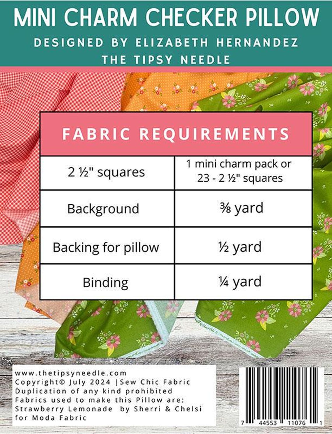Mini Charm Checker Pillow Pattern by Elizabeth Hernandez of the Tipsy ...