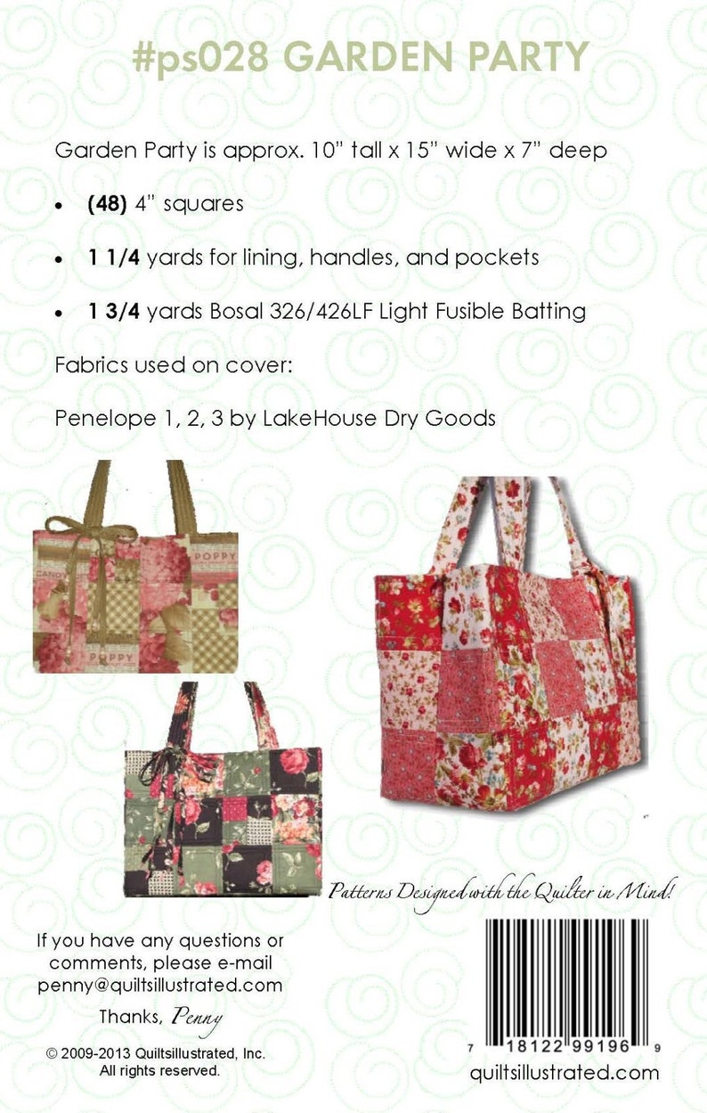 Garden Party Handbag Tote by Penny Sturges of Quilts Illustrated 4 ...