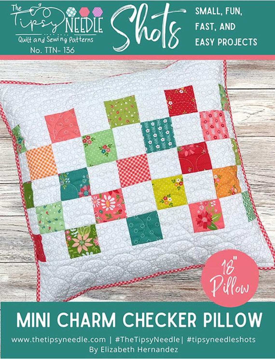 Mini Charm Checker Pillow Pattern by Elizabeth Hernandez of the Tipsy ...