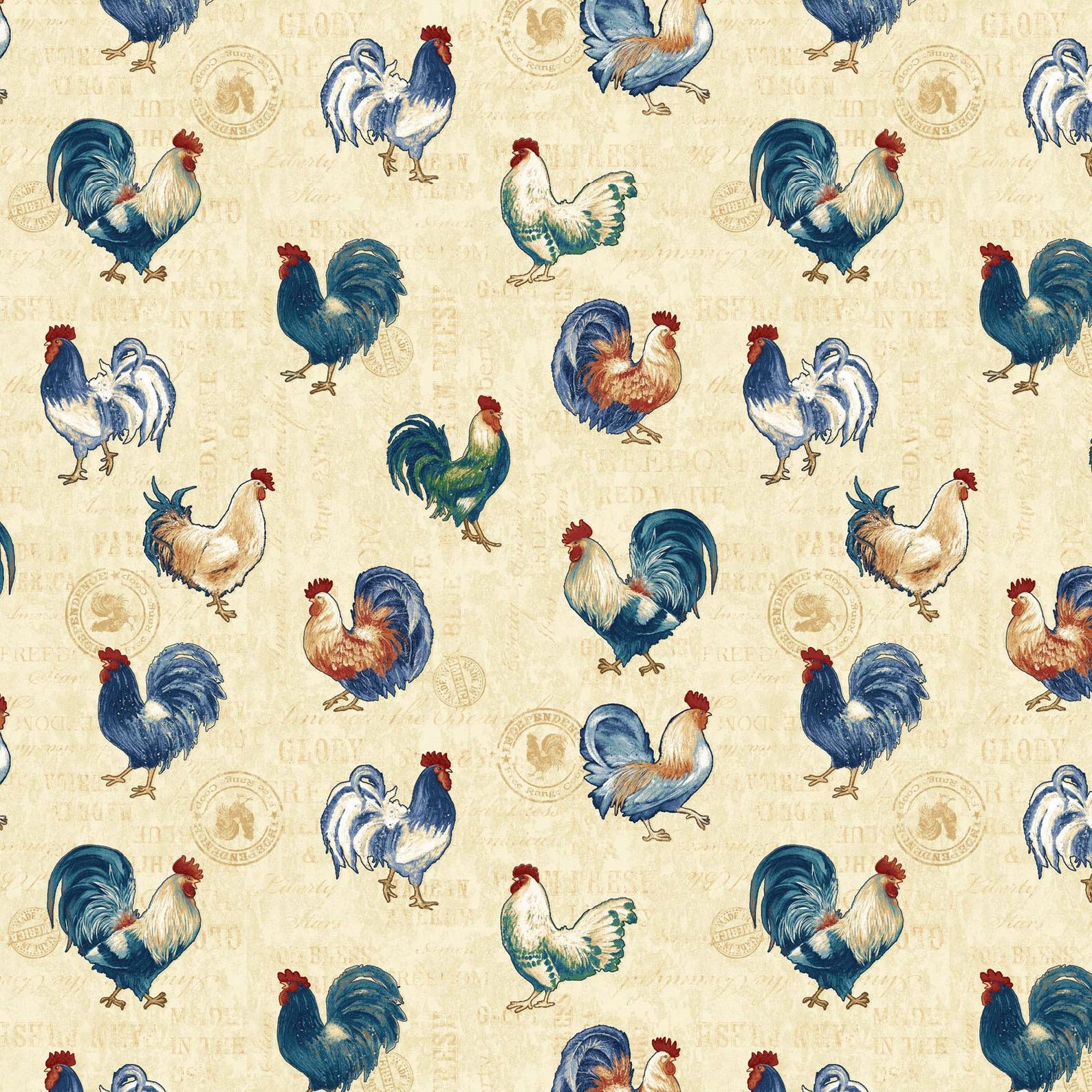 American Pride by Geoff Allen for Studio E Fabrics Chickens, Rooster ...