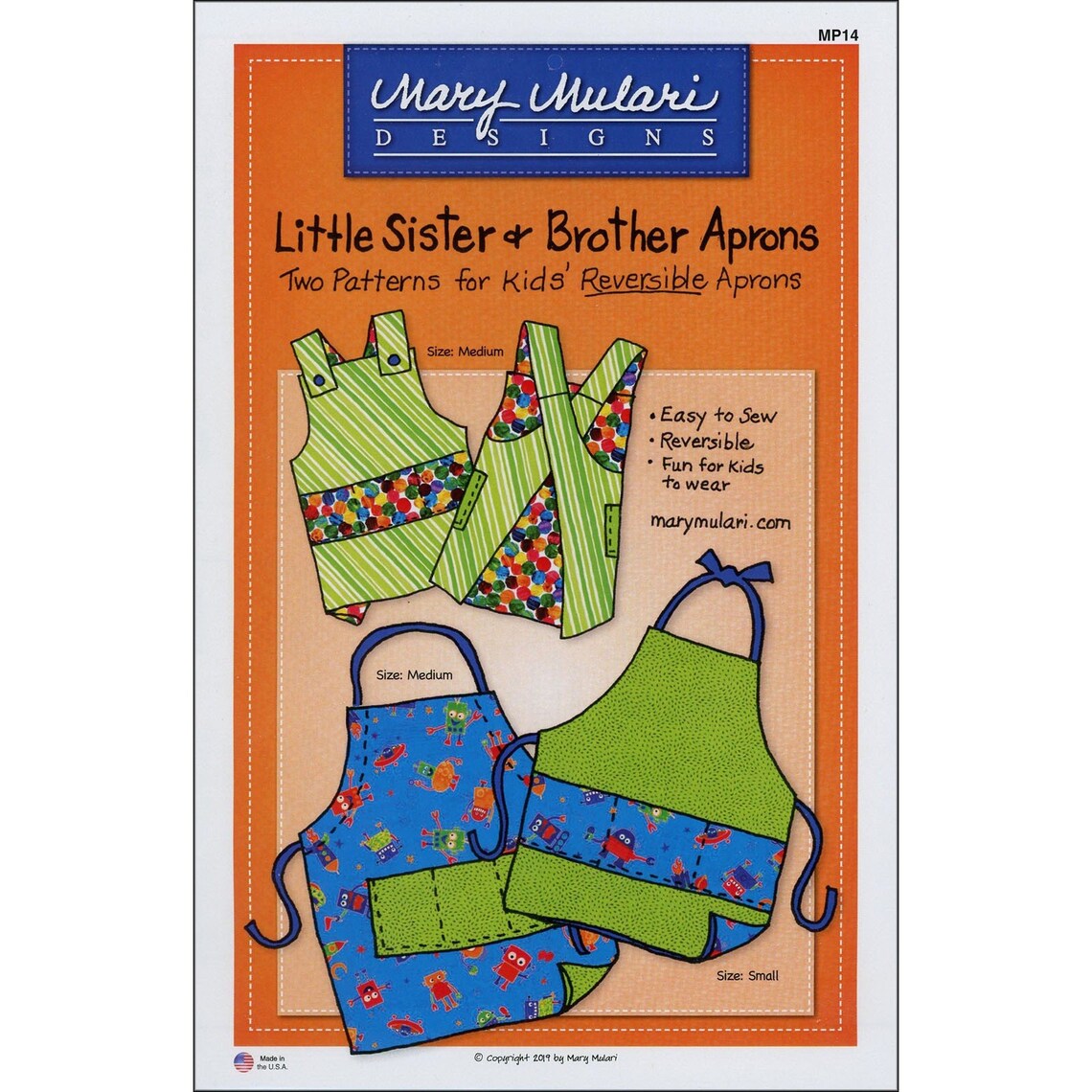 Little Sister & Brother Aprons Mary Mulari Designs Reversible Apron 2 ...