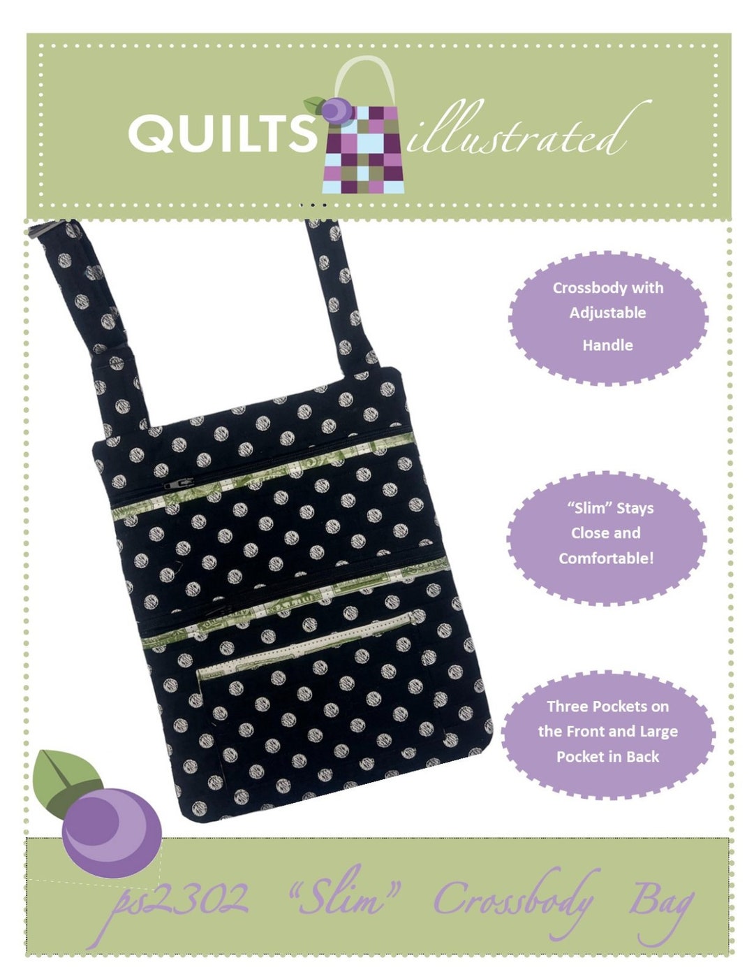 Crossbody Bag Slim by Penny Sturges of Quilts Illustrated 11 1/2" X 9 1 ...