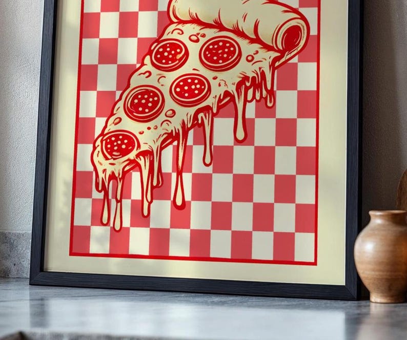 Retro Pizza Print: Funny Kitchen Wall Art (digital Download) - Etsy