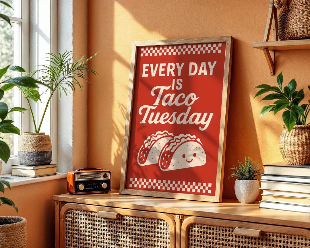 Retro Taco Tuesday Print: Funny Kitchen Wall Art (digital Download) - Etsy