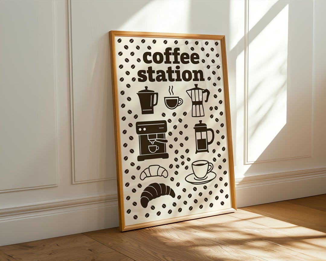 Coffee Station Wall Art, Kitchen Coffee Bar Decor, Digital Download ...