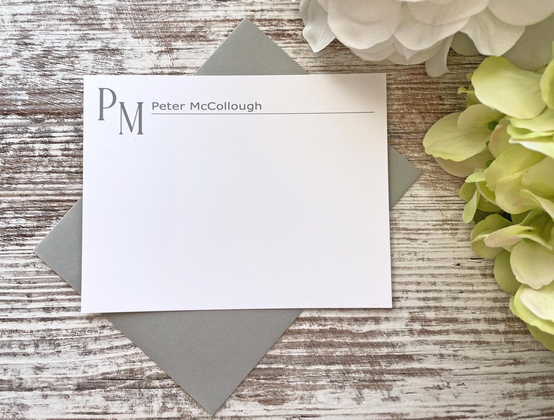Personalized Note Cards, Monogram Stationery Set, Flat Cards Set of 8 ...