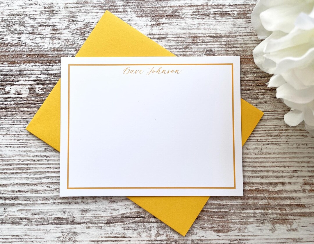 Classic Border Personalized Note Cards, Custom Stationery, Flat Note ...
