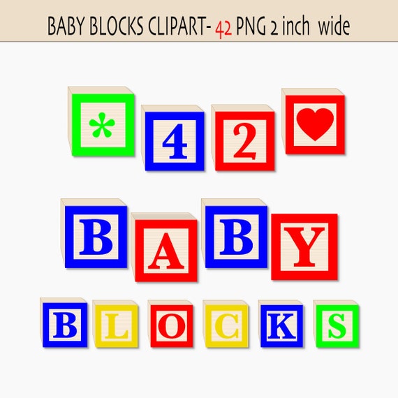 Items similar to Baby blocks alphabet and numbers clip art in primary ...