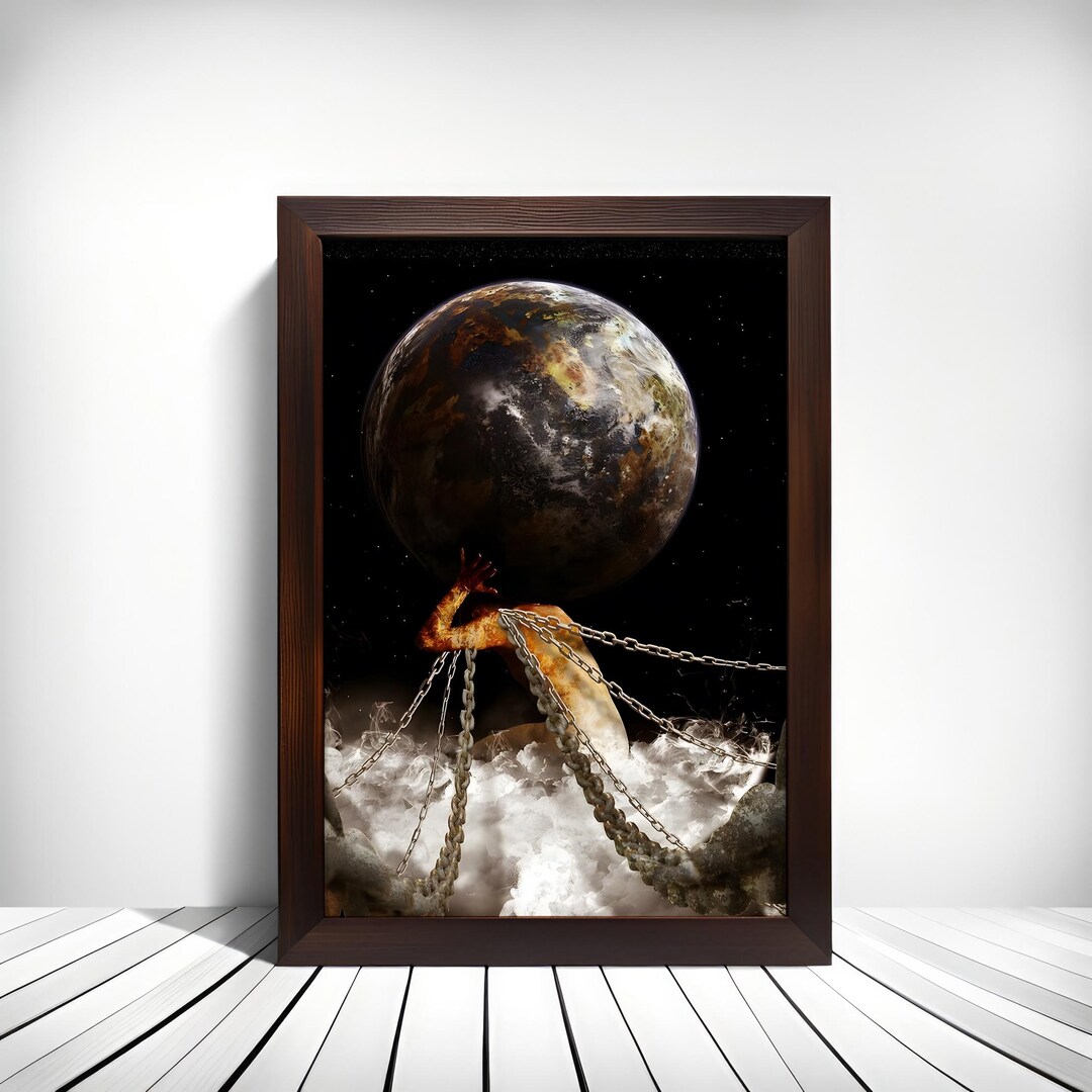 Mythology Canvas Decor,atlas Giant Canvas,earth Canvas,titan Canvas ...