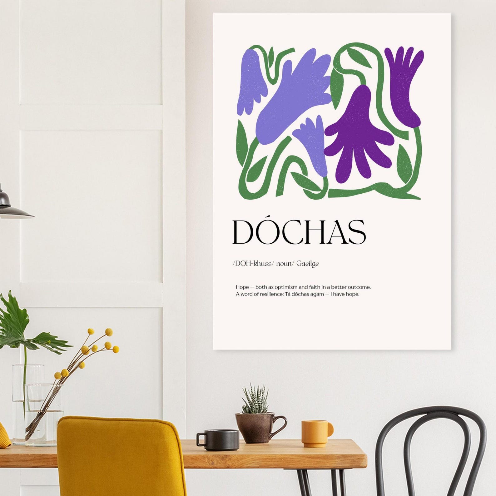 Irish Language Print – “dóchas” (gaeilge Wall Art, Celtic Home Decor ...