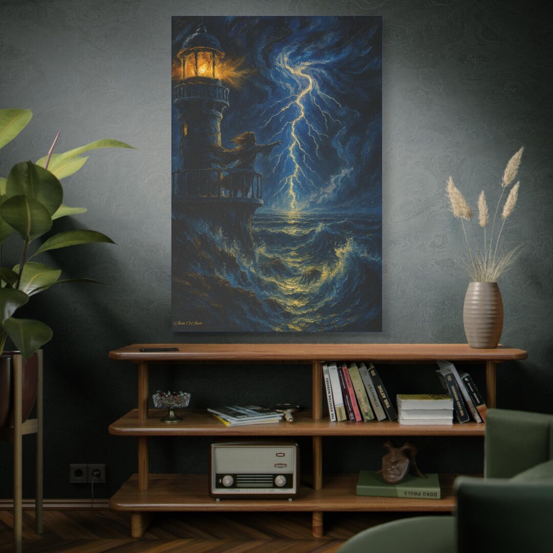 The Stormkeeper's Vigil, Lighthouse Canvas Art Print, Nautical Decor ...