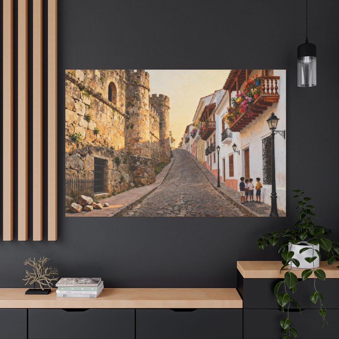 Colonial Streetscape Canvas: Vintage Wall Art, Scenic Landscape - Etsy