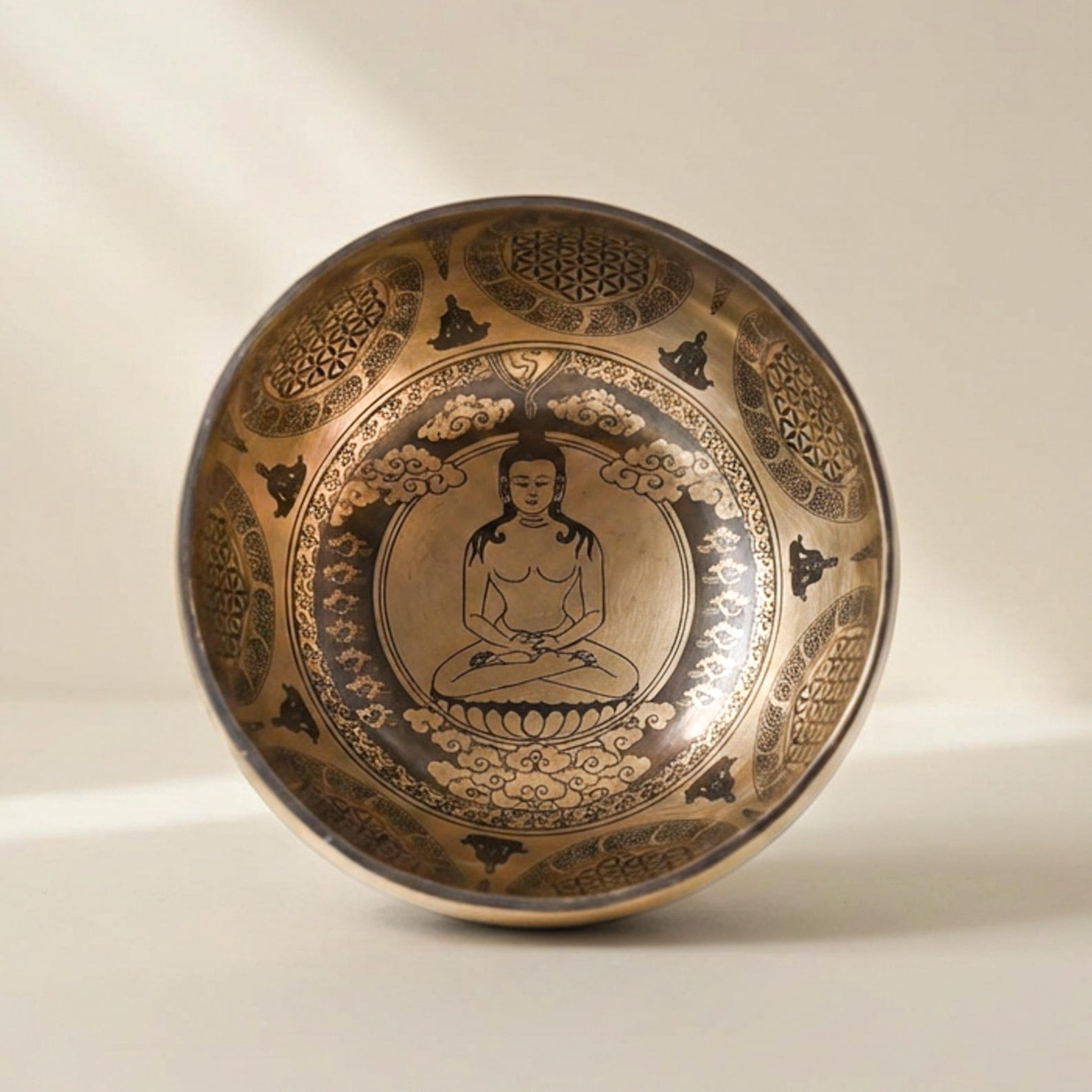 Handmade Himalayan Singing Bowl, Engraved Buddha & Mandala, Spiritual ...