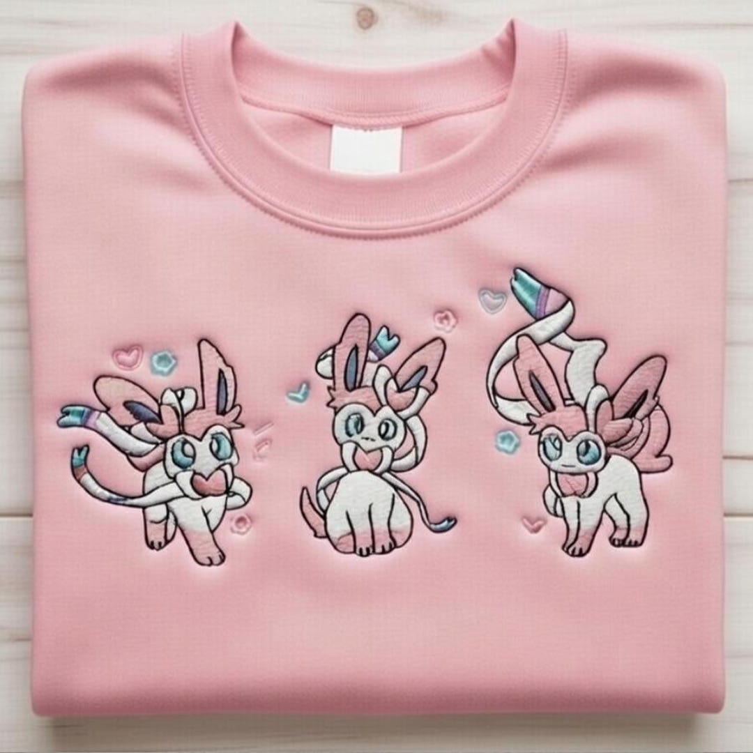 Embroidered Sylveon Shirt, Fairy Sylveon Embroidery Sweatshirt, Anime ...