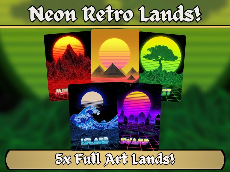 Neon Retrowave Basic Lands - Unique Full-art Vaporwave Basic Lands ...