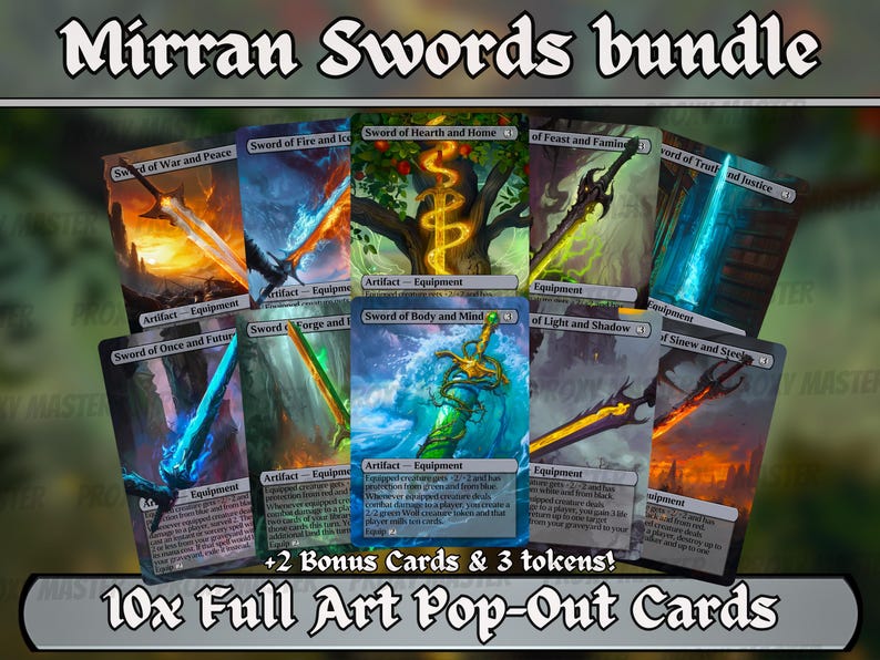 Commander Swords Staples Bundle - Set of 10 + 1 Artifact Sword Cards ...
