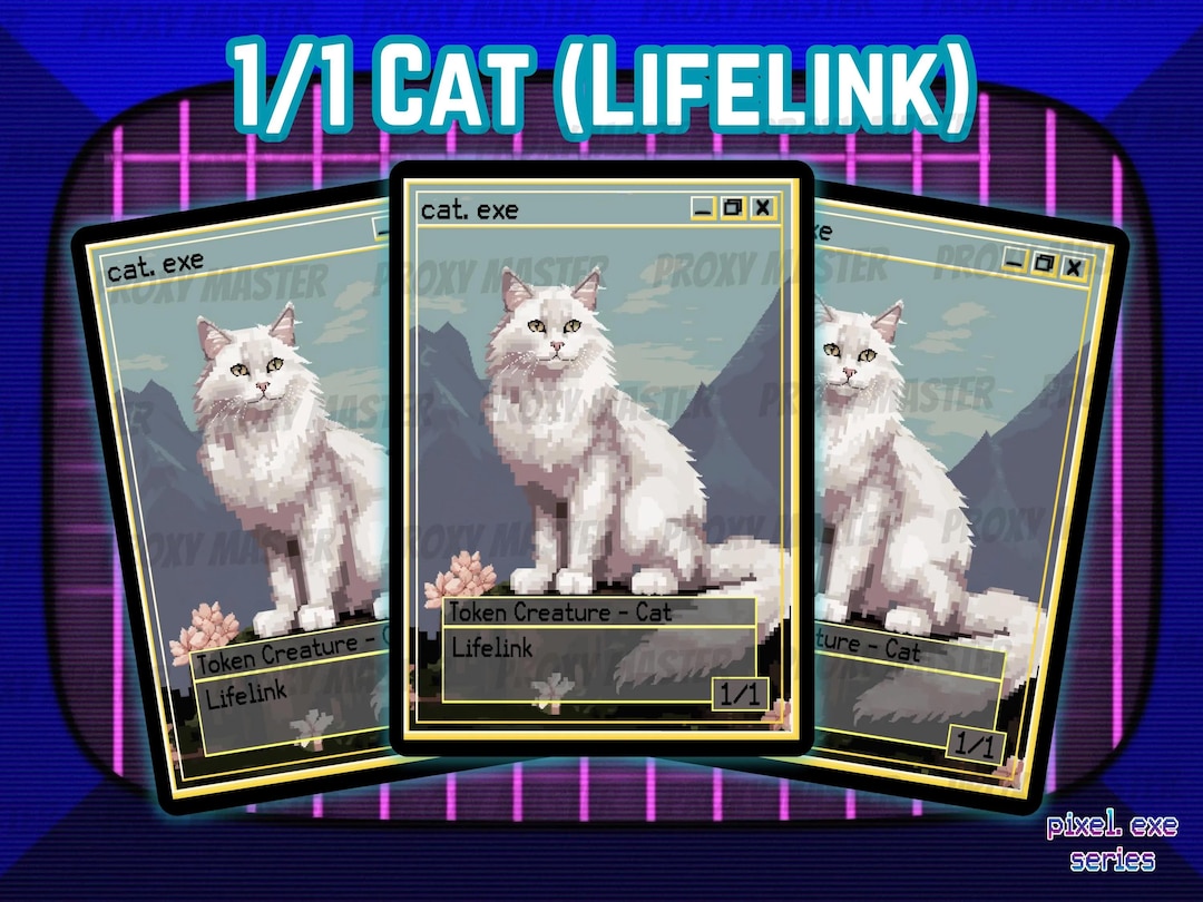 8bit Pixel Cat Token 1/1 (lifelink) - MTG Retro Art - Etsy