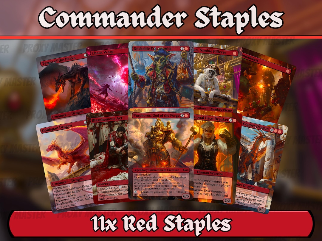 Red Commander Staples Classic Bundle - Set of 10 + 1 Red Cards!- 11 ...
