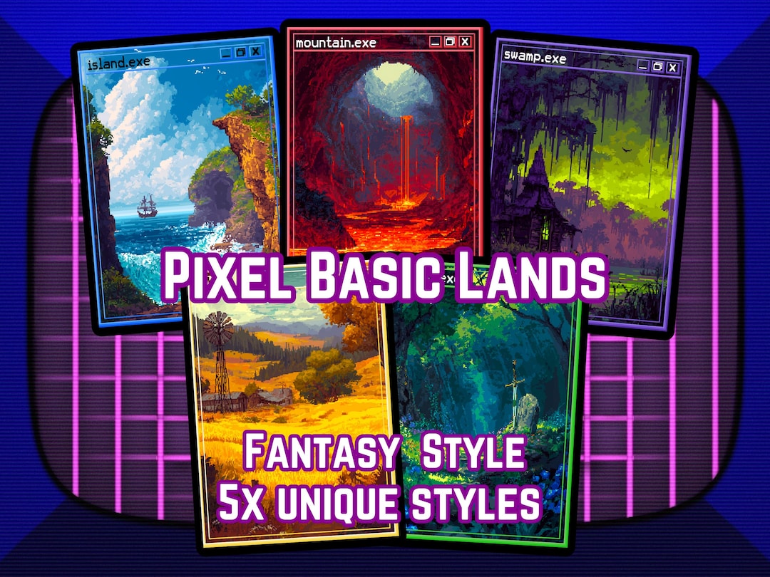 Pixel Fantasy Basic Lands Magic - Basic Lands Set of 20 - Pixel Art ...