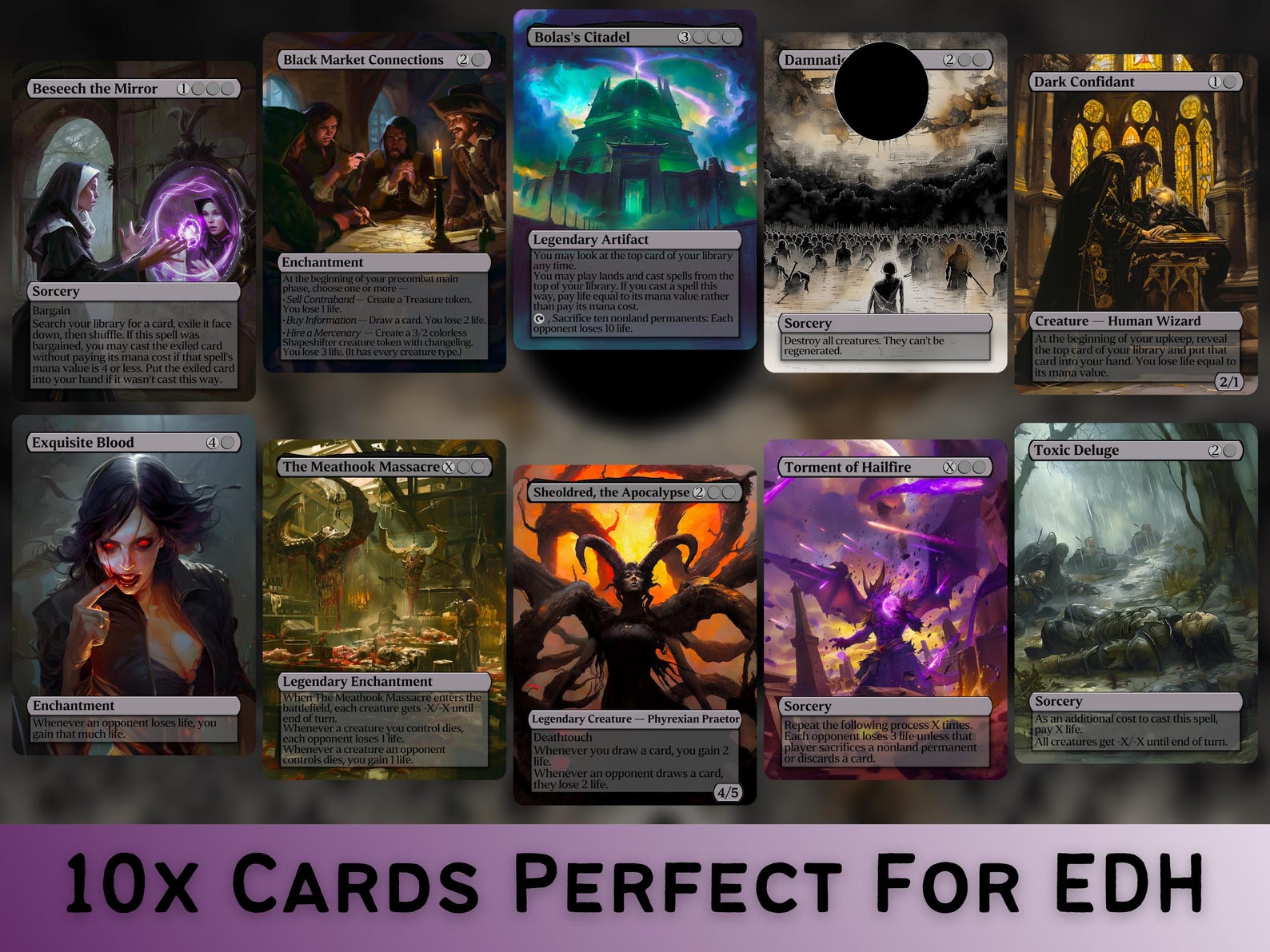 Black Commander Staples Classic Bundle - Set of 10 + 1 Black Cards!- 11 ...