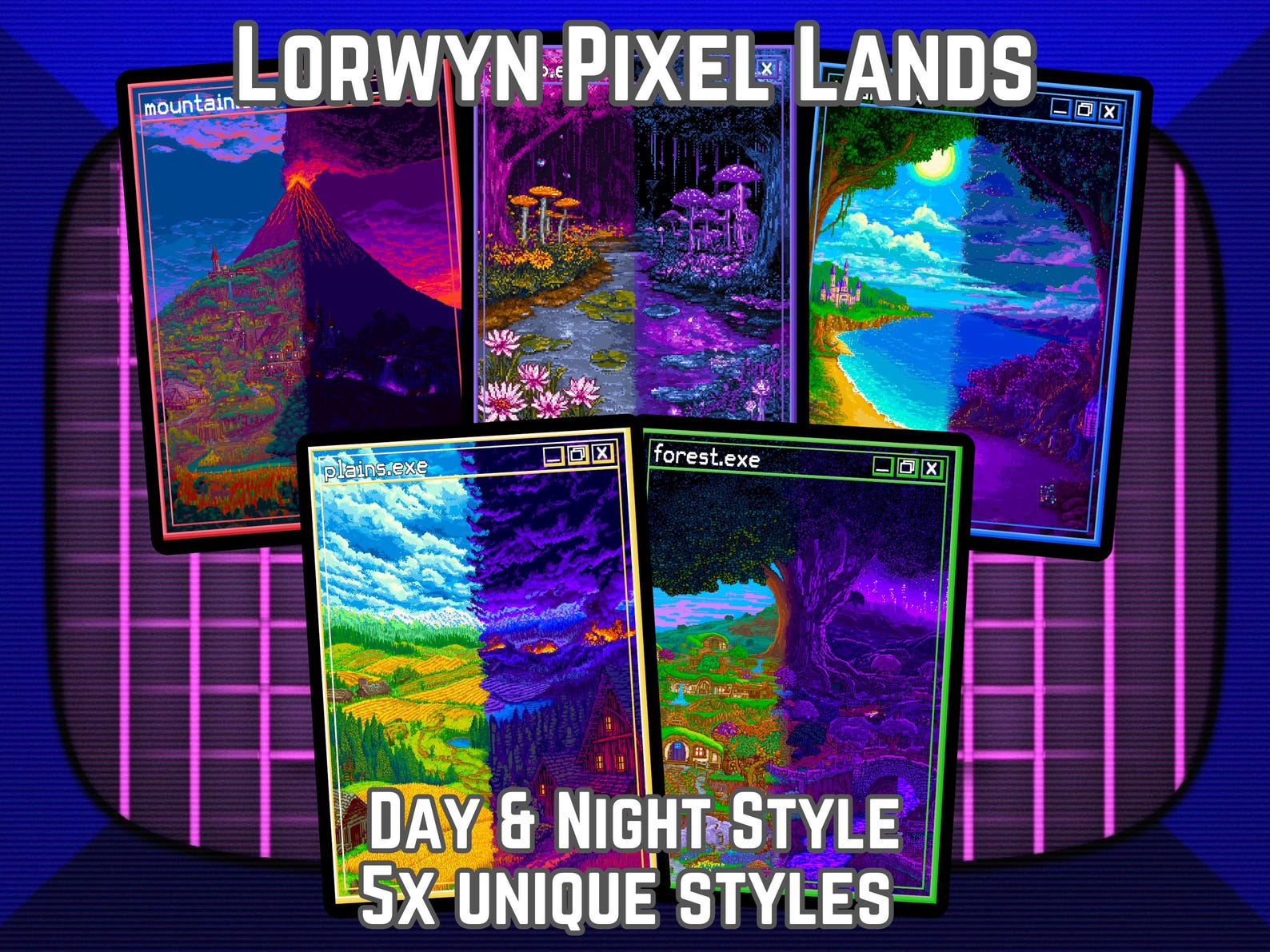 Pixel Feywild Basic Lands Magic Light and Dark - Basic Lands Set of 20 ...